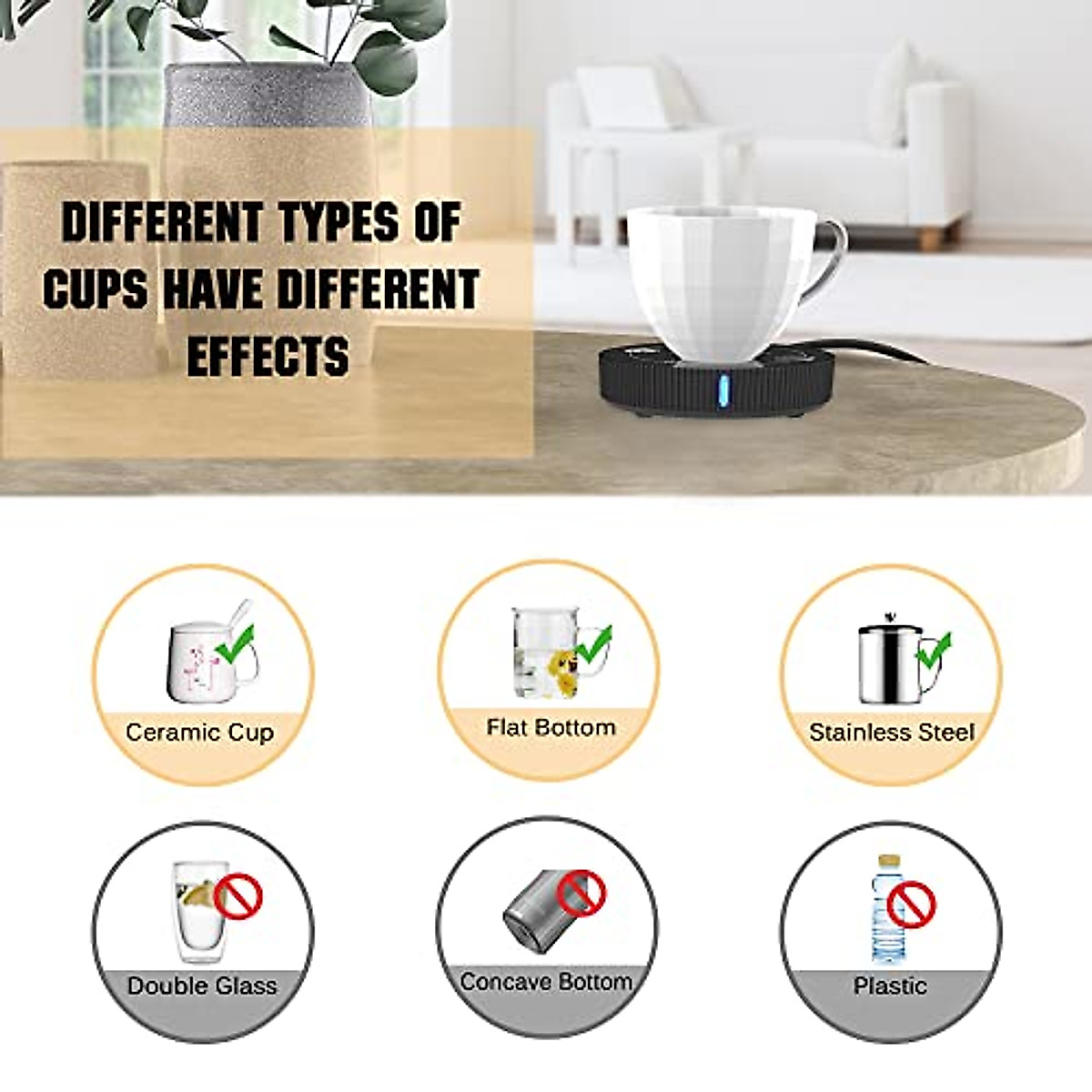 Coffee Warmer for Desk, Mug Warmer with Gravity Switch Suitable for Home and Office Use Cup Warmer for Coffee, Milk and Tea Christmas/Birthday Gift