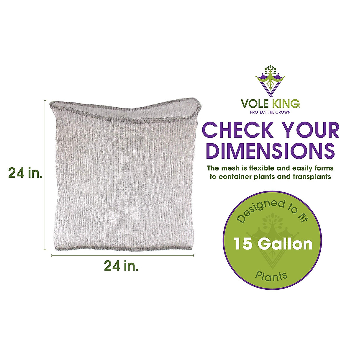 VOLE KING Plant Baskets - Gopher and Vole Baskets, 15 Gallon, Pack of 1 - Protect Plants, Trees, Flowers and Bulbs from Voles, Gophers and Moles - A One Time Solution, No Repellent Needed