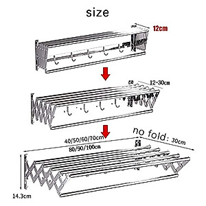 XMCX Folding Laundry Drying Rack- Wall Mounted Clothing Shelf for Shirts Pants Towels Shoes Garments Hanging Hanger Easy Storage (Size : 100cm/39.4in)
