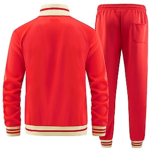 dioxoib Track Suits for Men Set 2 Piece Tracksuits Mens Sweatsuits Sets Jogging Two Piece Outfits Athletic Clothes Jogger Sweat Suits Running Sport leisure Clothing Red Ai-TZ003-S