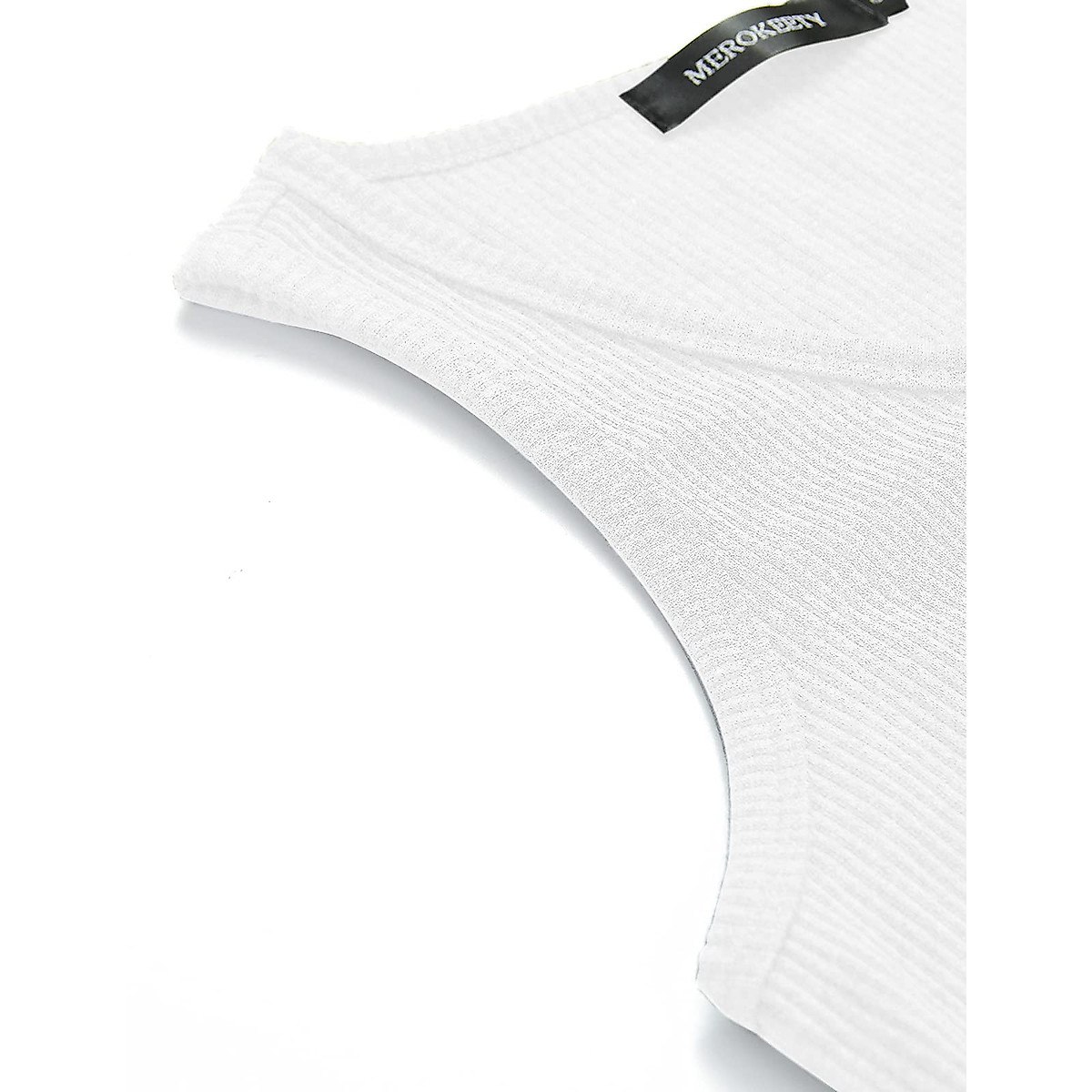 MEROKEETY Women's 2025 Casual Tank Tops Summer Solid Color Ribbed Sleeveless Basic Shirts, White, S