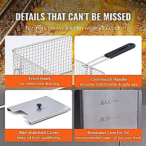 Dual Tank Electric Fryer, Professional Stainless Steel Electric Deep Fryer Dual Basket French Fry Countertop Frying Machine with Adjustable Temperature for Home Kitchen