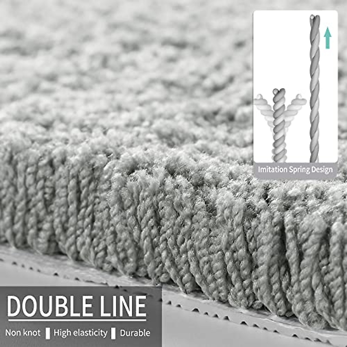 Yimobra Bathroom Rugs, Extra Soft Comfortable Bath Rugs, Non-Slip, Water Absorbent and Thick Bathroom Floor Mat, Machine Washine, Shaggy Rugs for Shower Bathtubs, 24"x17", Pure Grey