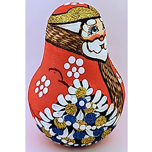 Needzo Santa Claus Christmas Wooden Decoration Gift for Kids Adults Hand Painted Roly Poly 3 1/2 Inch Tall, Hand Made Nevalyashka