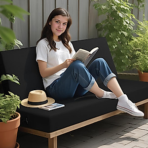 idee-home Outdoor Bench Cushion 42 inch, Patio Bench Cushion Indoor, Patio Furniture Chair Pad, Porch Swing Cushion with Ties, Bay Window Seat Sofa Garden Replacement Loveseat Cushion