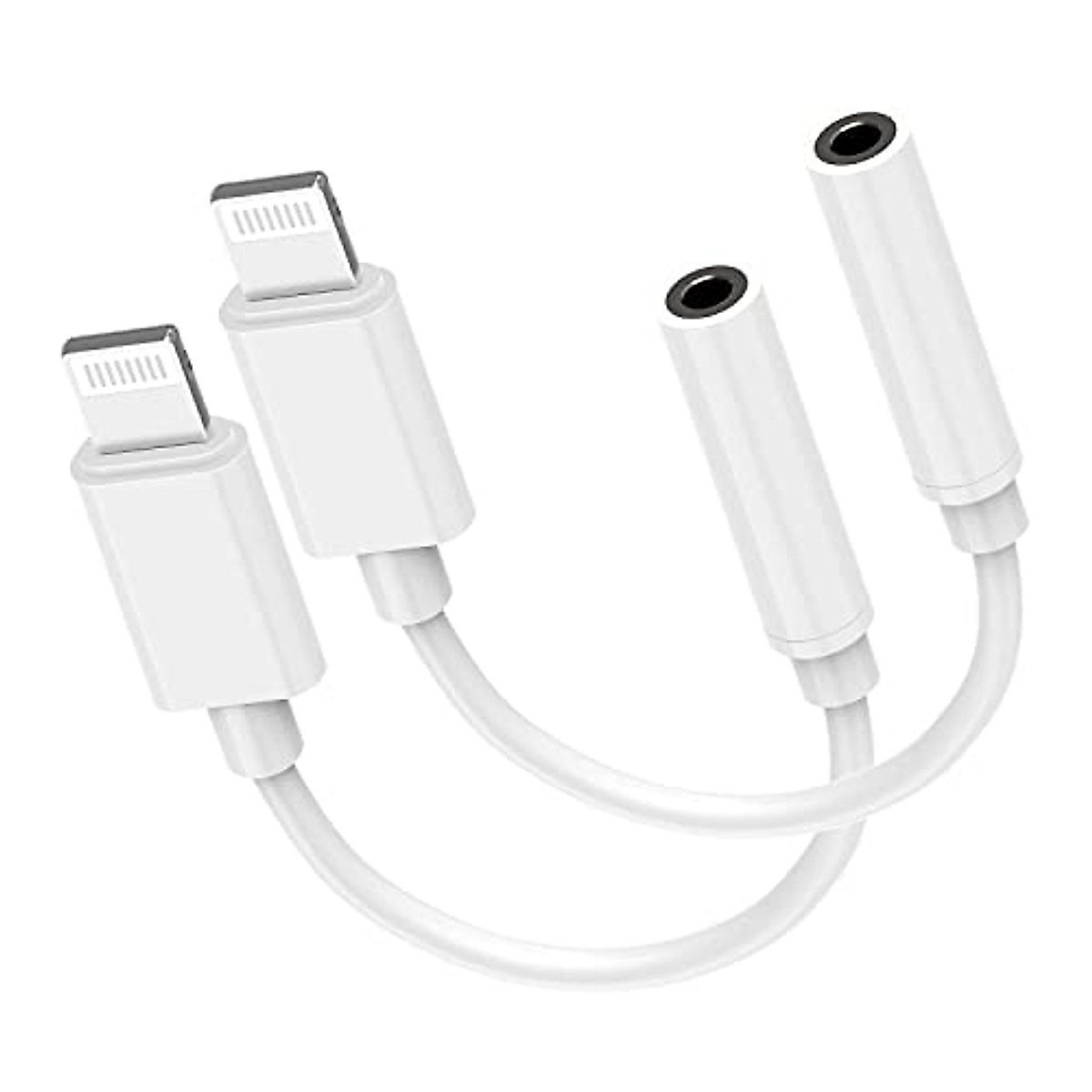 2 Pack Lightning to 3.5 mm Headphone Jack Adapter, [Apple MFi Certified] iPhone 3.5mm Jack Aux Dongle Cable Earphones Headphones Converter Compatible with iPhone 13/iPhone 12/ 12 Pro/11/XR/XS/8/7/iPad