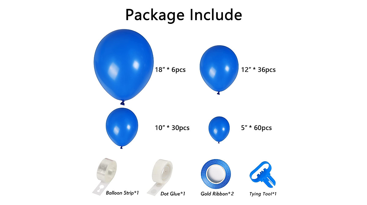 Royal Blue Balloon Kit - 132 Pcs for Parties