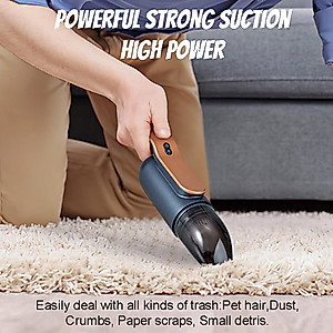 Tkkfipa Handheld Vacuum Cleaner Cordless - Vacuuming Home Dust Rechargeable High Power, Mini Vacuum Cleaners Lightweight Pet Hair Small Vac Buster for Vehicle Kitchen, dust Buster Grey+Orange