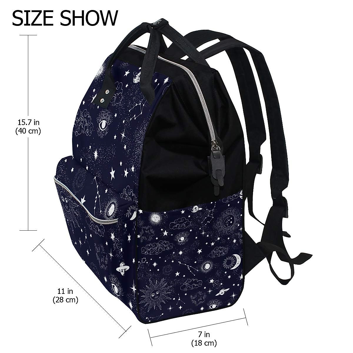 Galaxy Moon Stars Diaper Bag Travel Backpack Large Capacity Tote Nappy Bag Organizer for Baby Care(11eb12d2)