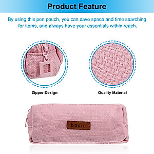 PATIKIL Pencil Case, Large Capacity Pencil Pouch Pen Bag Case Cosmetic Bag Stationery Organizer Portable for Office Home, Pink