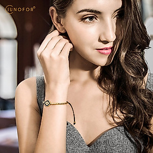 CIUNOFOR 14K Gold Filled Evil Eye Chain Bracelet, Adjustable White Bracelet for Women