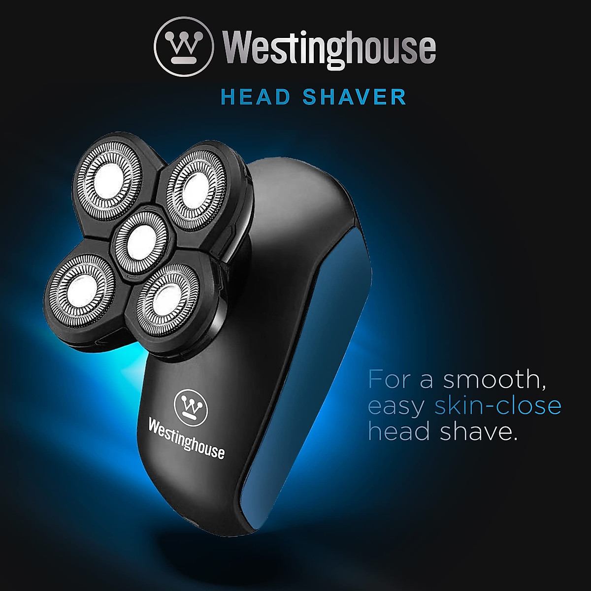 Westinghouse Head Shaver for Bald Men Electric Rechargeable Skull Shavers for Men Cordless Rotary Bald Head Shavers for Men with 5 Powerful Rotating Heads