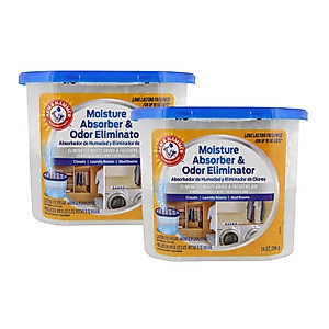 Arm & Hammer Moisture Absorber & Odor Eliminator 14oz Tub, 2 Pack - Eliminates Musty Odors & Freshens Air for Closets, Laundry Rooms, Mud Rooms