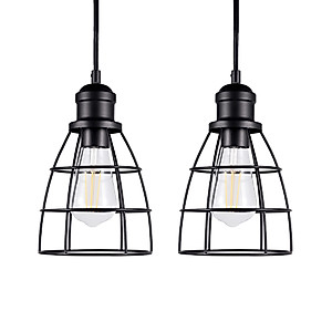 LIT-PaTH Plug in Pendant Lighting, Hanging Light Kits with ON/Off Switch, 15 Feet Cord, Bulbs Not Included, Black, 2-Pack