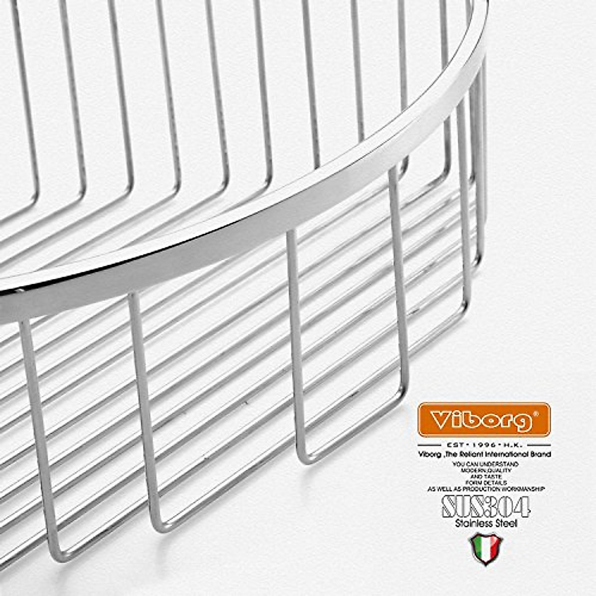 VIBORG Deluxe Solid Thick SUS304 Stainless Steel Wire Wall Mounted Single Tier Bathroom Corner Shower Basket Bath Caddy Shelf Organizer Storage Holder for Shampoo Conditioner. Polished mirror-like