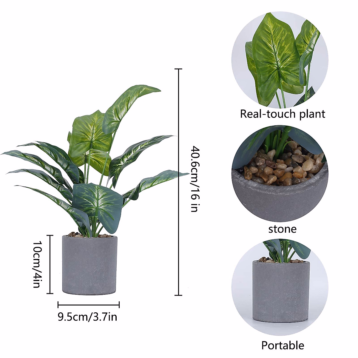 GTIDEA 16 Inch Fake Potted Plants Decor Small Artificial Greenery in Pot Faux Outdoor Plant for Home Indoor Office Table Bathroom Garden Decor