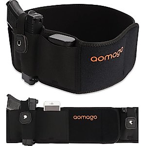 Aomago Belly Band Holster for Men Women - Gun Holster for Comfortable Carry Fits Glock, Smith Wesson, Taurus, Ruger, and More-Breathable Neoprene Waistband Holster for Most Pistols and Revolvers