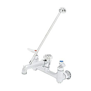 T&S Brass Service Sink Faucet, Wall Mount, 8 Centers, Built