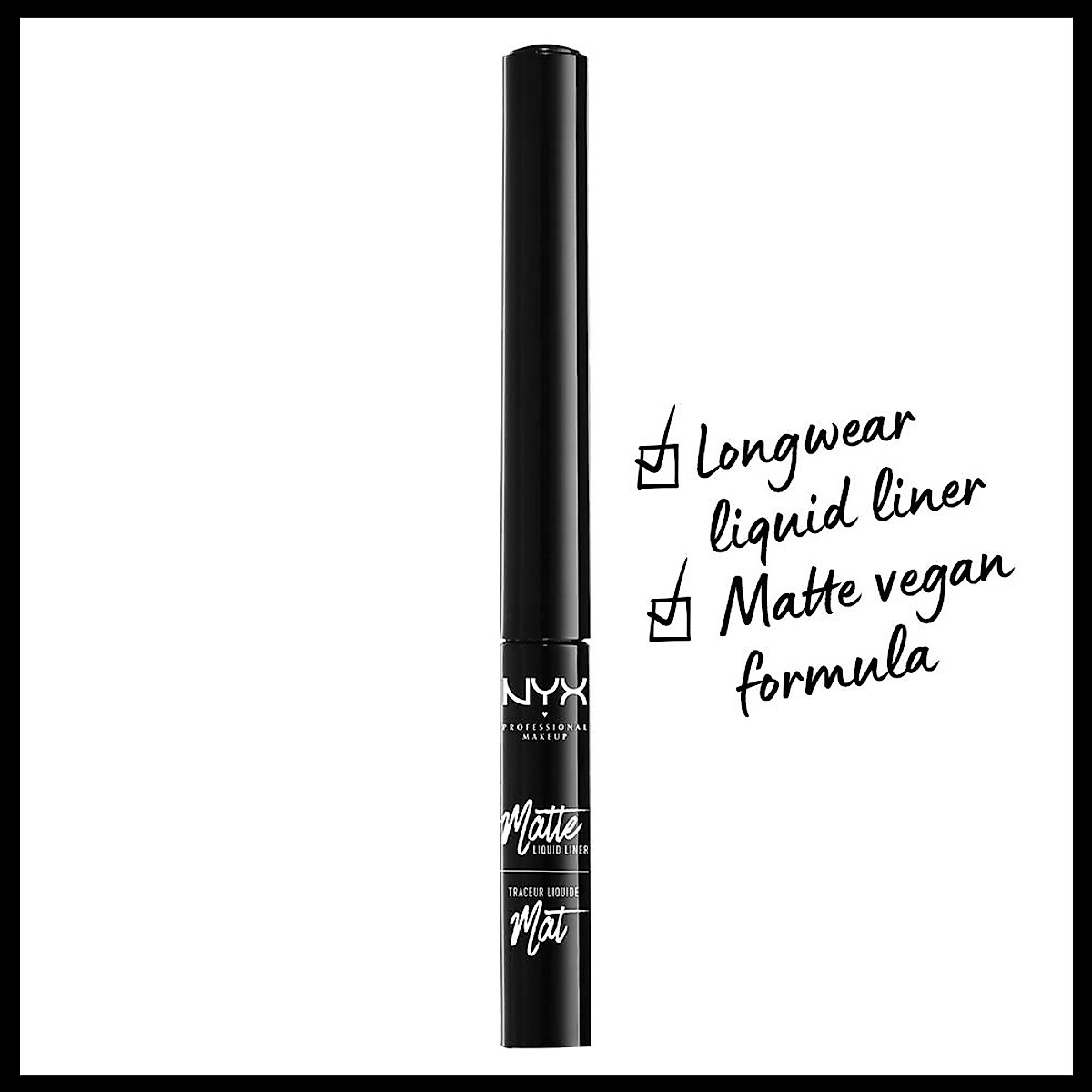 NYX PROFESSIONAL MAKEUP Matte Liquid Liner, Waterproof Eyeliner - Black, Vegan Formula
