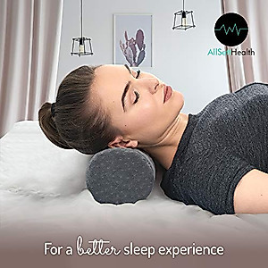 Bamboo Round Cervical Roll Cylinder Bolster Pillow with Removable Washable Cover, Ergonomically Designed for Head, Neck, Back, and Legs || Ideal for Spine and Neck Support During Sleep, Grey