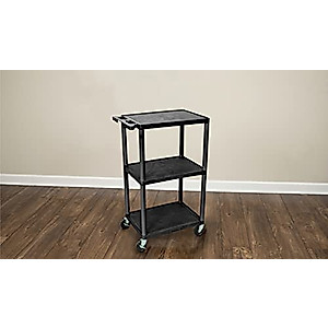 Luxor Mobile Multipurpose Utility Storage Audio Video Presentation Cart with 3 Shelves - Black