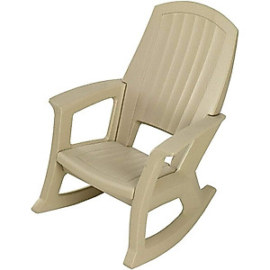 LBONG Heavy Duty All Weather Outdoor Porch Rocker,Resin Outdoor Rocker,Easy to Assemble Deck and Patio,600lbs Capacity (Sand Tan)