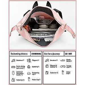 Maytopia Gym Sports Backpack for Women Men with Shoe Compartment & Wet Pocket Water Resistant Small Workout bag (PINK)