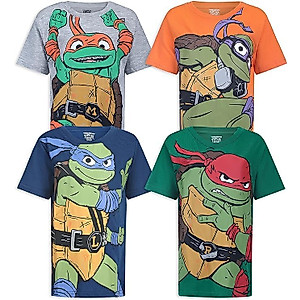 Nickelodeon Teenage Mutant Ninja Turtles Boys 4 Pack Short Sleeve T-Shirts for Big Kids