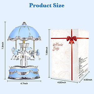 Saeifin Carousel Horse Music Box Gifts U R My Sunshine,Color Changing LED Lights Musical Carousel for Girls Women Mom Daughter,Christmas Anniversary Valentines Day Present Birthday Gifts (Blue)