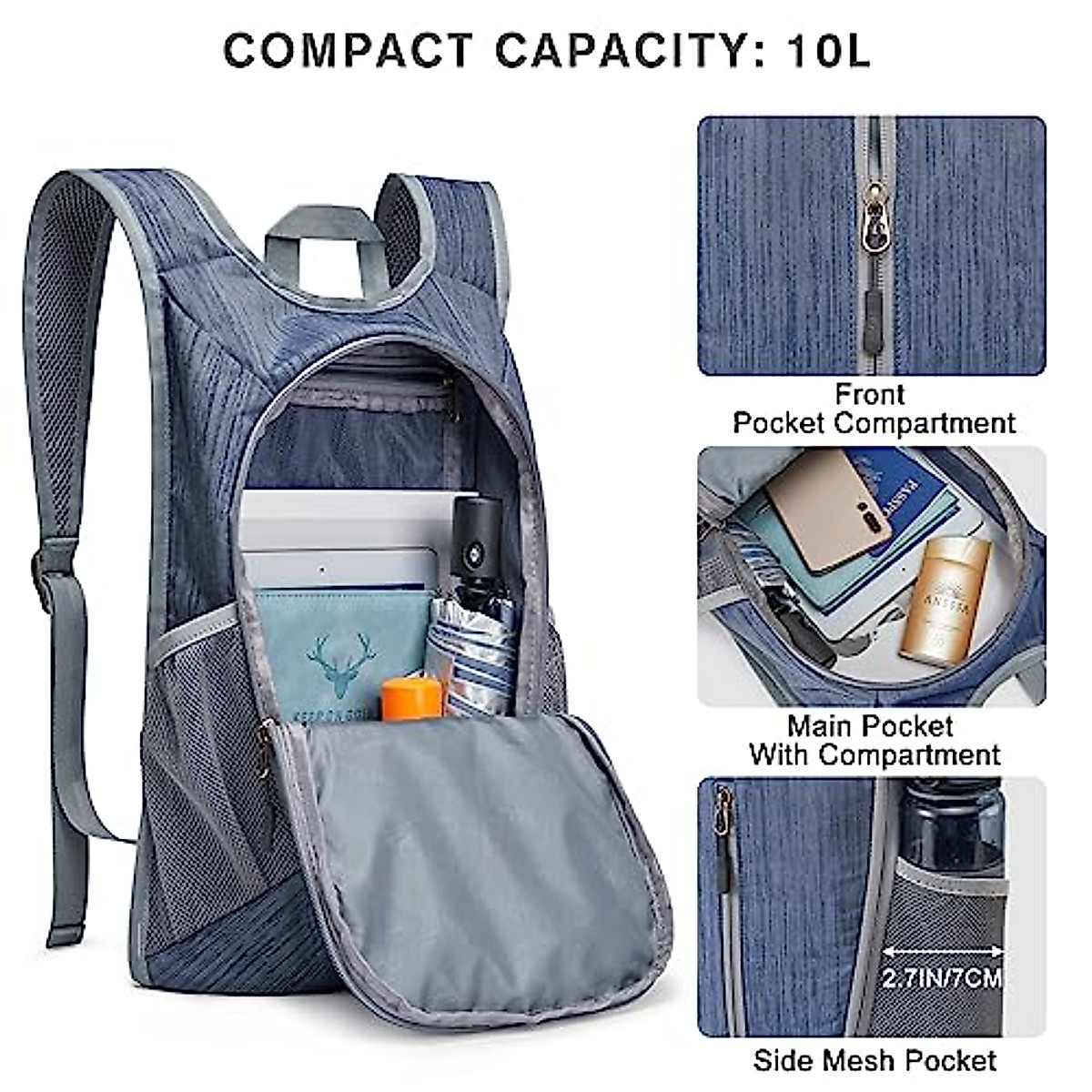 G4Free 10L Hiking Backpack Small Travel Hiking Daypack Lightweight Packable Backpack Casual Foldable Shoulder Bag