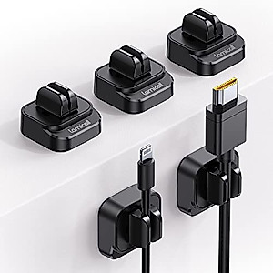 5Pack Cable Spring Holder Clips, Cord Organizer for Desk - Lamicall Adjustable Cord Clip, Wire Holder Organizer, Phone USB Charger Cable Holder, Wire Cord Management for Wall Car Desktop Nightstand