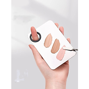 Nunobob 2 Pack Makeup Palette,Stainless Steel Cosmetic Mixing Palette with Spatula Tool for Foundation Nail Art Eyeshadow, Silver