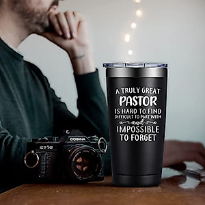 DOEARTE Pastor Gifts for Men Women - A Truly Great Pastor is Hard to Find - Pastor Appreciation Gifts - Funny Thank You, Birthday, Thanksgiving, Anniversary, Gift Ideas for Pastor - 20oz Tumbler