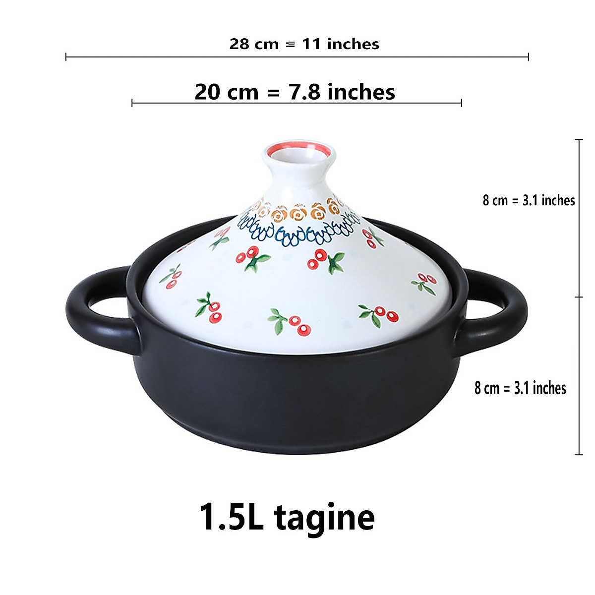 GFHVDC tagine pot moroccan for cooking Stoneware Tajine with Ceramic Cone-Shaped Closed Lid, Ceramics Casserole with Lid Handles, Tagine Cooking Pot High Temperature Pots and Pan, Housewarming Gift