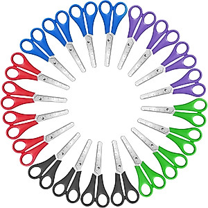 100 Pieces Kids Scissors 5 Inch Blunt Tip Scissors Safety Multipurpose Scissors Stainless Steel Paper Scissors with Comfort Grip Handles for Operation Christmas School Class Office Supplies