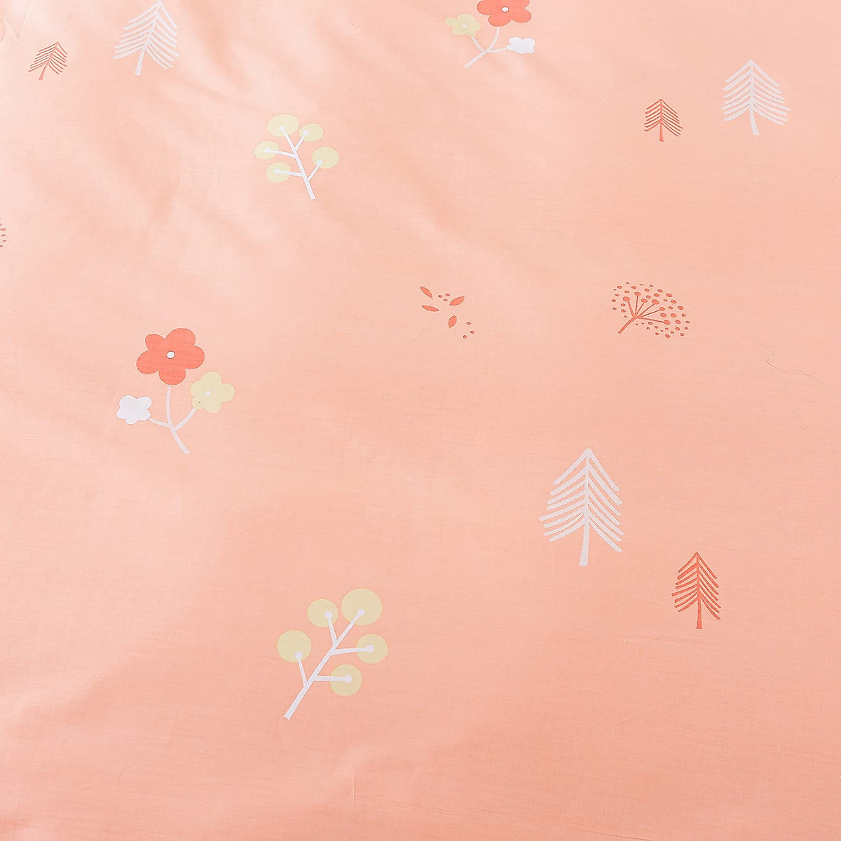 Cliab Woodland Creatures Bedding Twin for Kids Girls Baby Pink Cute Animals Print Rabbit Dear Reversible Bed Set 100% Cotton Duvet Cover Set Zipper Closure Corner Ties 2 Pieces