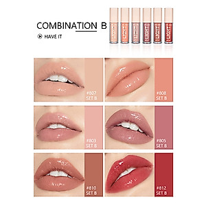 MAEPEOR Moisturizing Lipgloss Set 6PCS Smooth Hydrating Lip Gloss Neutral Nude Nourishing Glossy Lipgloss for Women and Girls (Moisturizing, 6PCS Set B)