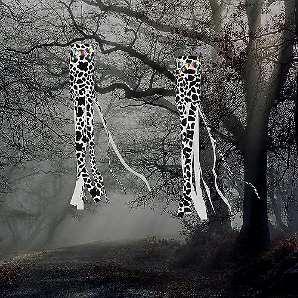 Halloween Windsock Garden Décor - Lighted 40 Inch with Lights - Fast Drying and Lightweight Christmas Holiday with Light Cow Fur Print