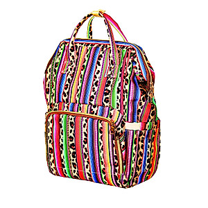 JIU HONG CHAO Diaper Bag Backpack Colorful Cheetah print Diaper Bags with Insulated Bottle Pockets for Baby Care Western Travel Backpack Gifts for Women Mom (leopard stripe)