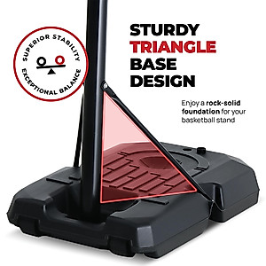 Portable Basketball Hoop 10 ft Adjustable - 44in Shatterproof Backboard - Basketball Goal System 8-10 ft Adjustable Basketball Hoop for Kids/Adults Indoor Outdoor Weatherproof Fillable Base