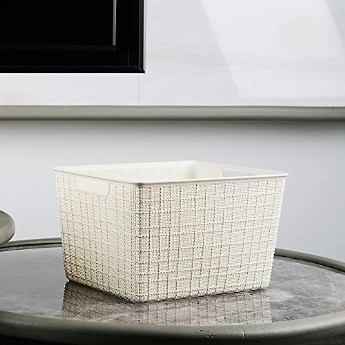 Storage Basket Organizer with Handle | Storage Bin, 17 Liter, Set of 4, Beige