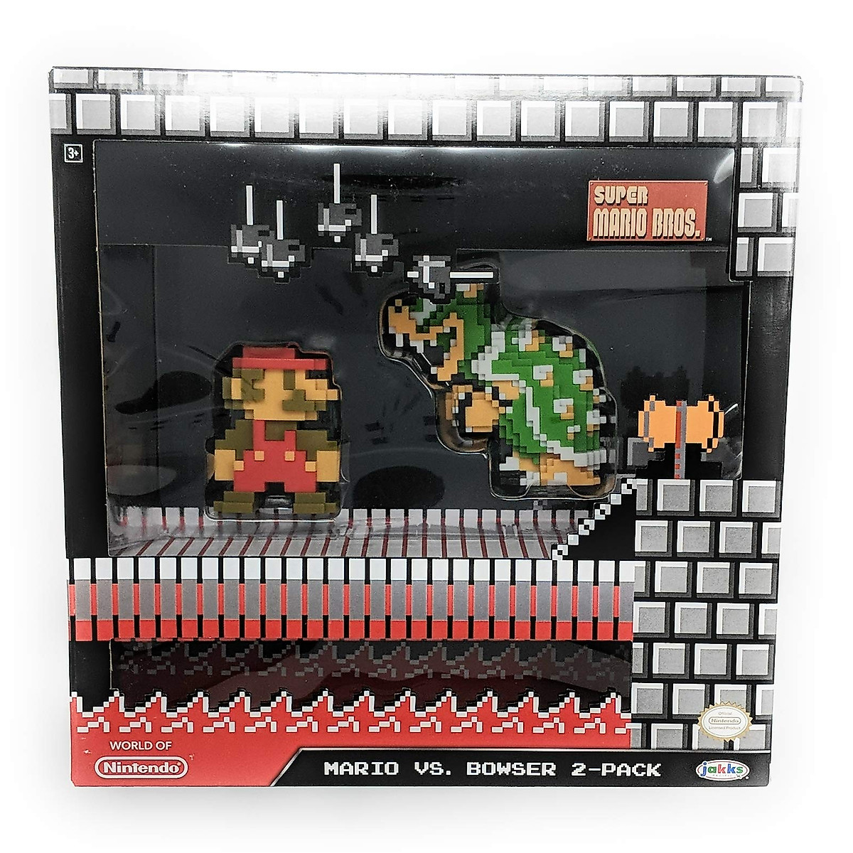 World of Nintendo 2.5" 8-Bit Classic Mario vs Bowser Action Figure 2-Pack