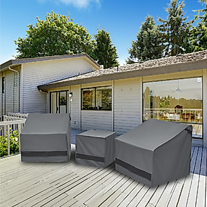 loriano Patio Furniture Covers Set, 3 Piece Outdoor Furniture Cover Waterproof, 600D Heavy Duty Lawn Furniture Covers Set Grey