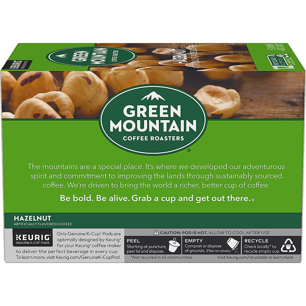 Green Mountain Coffee Roasters Hazelnut Keurig Single-Serve K-Cup pods, Light Roast Coffee, 12 Count