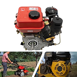4-Stroke Diesel Engine 196CC Single Cylinder Forced Air Cooling Multi-Purpose Engine, Manual Recoil Start Horizontal Shaft Engine for Pasture Management Machines Small Agricultural Machinery Fields