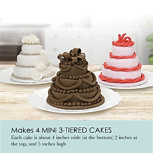 Chicago Metallic 26633 Multi Tier Cake Pan 4 Cavity, 10.6 x 9.60 x 4.5 Inch, Gray, 6-Cup