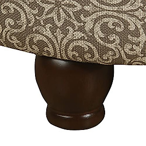 Homepop Home Decor | Upholstered Round Storage Ottoman | Ottoman with Storage for Living Room & Bedroom, Brown Medallion, Large