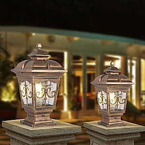 Waterproof E27 Electric Column Landscape Light European Waterproof Outdoor Stigma Lamps 110V 220V Modern Decoration IP65 Rainproof Anti-Rust Pillar Lamp Pole Lights for Garden Fence Park Courtyard