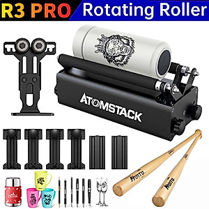 ATOMSTACK R3 Pro Laser Rotary Roller, Engraving Auxiliary Module for Laser Engraver, 360° Y-axis Rotating Roller for Carving of Goblet/Cylindrical/Round/Oversized Objects (R3 Pro Rotary Roller)