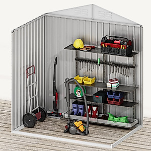 DWVO 5.6x3.2ft Metal Outdoor Storage Shed, Waterproof Tool Shed Heavy-Duty Storage Unit with Lockable Door and Vents, Ideal for Bicycles, Tools, Lawnmowers, Backyards, Patios, Lawns - Dark Gray